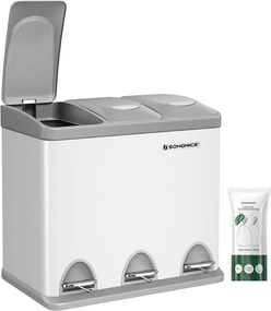 Koš na třídění odpadu SORT 24l (3x8l), šedá/bílá SongmicsHome