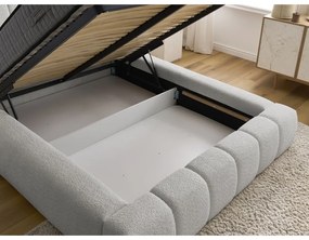 Světle šedá čalouněná dvoulůžková postel s úložným prostorem s roštem 180x200 cm Denali – Bobochic Paris