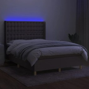 Box spring postel s matrací a LED taupe 140x200 cm textil 3139201