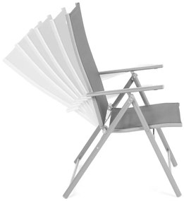 Set zahradních polohovacích židlí se stolkem 3 ks Stříbrná / šedá