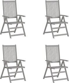 vidaXL Zahradní polohovací židle 4 ks šedé masivní akáciové dřevo [3065517]