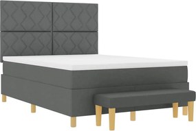 Postel s boxspringem s čelo Tmavě šedá 200 x 140 cm textil 3344381