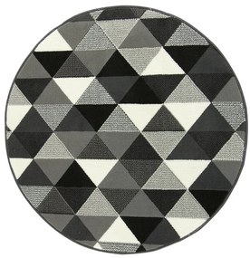 Kulatý koberec LUNA 503430/56911 šedý trojúhelníky Rozměr: průměr 120 cm