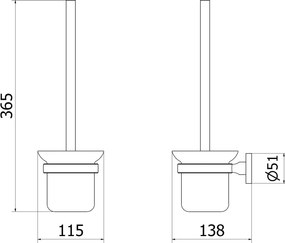 Mexen Remo, závěsný toaletní kartáč, černý chrom, 7050750-73