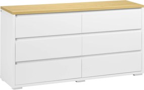 HOMCOM 6-zásuvkový komoda z bílé dřevotřísky do ložnice, pracovny a obývacího pokoje, 140x37x75cm | Aosom
