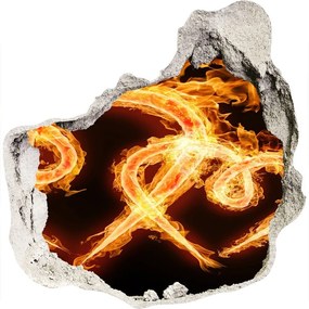 Wallmuralia Díra 3D fototapeta nálepka Oheň srdce 75x75 cm