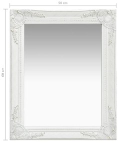 Nástěnné zrcadlo Parrenic - barokní styl - bílé | 50x60 cm