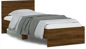 vidaXL Rám postele s čelem 90 x 200 cm kompozitní dřevo [838624] Barva: hnědý dub