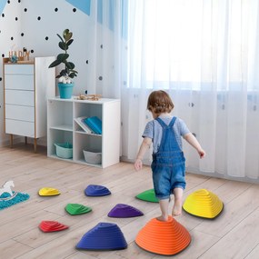 AIYAPLAY sada 9 nášlapných kamenů, protiskluzový design, pro interiér i exteriér, stohovatelné, barevné