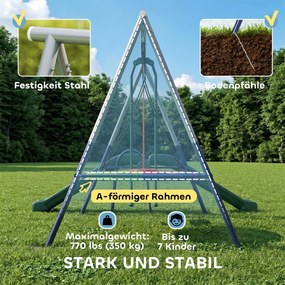 houpací rám 5 v 1 se skluzavkou výškově nastavitelný houpací rám s hnízdem 382x196 x203 cm Vícebarevný