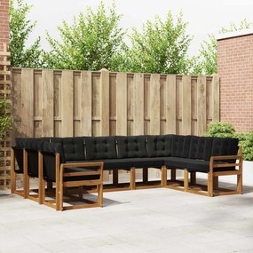 Venkovní pohovková souprava 9 ks Přirozená a černá 3369051