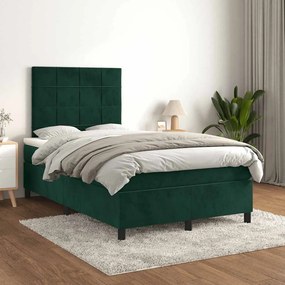 Box spring postel s matrací tmavě zelená 120x190 cm samet 3269992