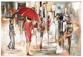 Nástěnný dekorativní obraz Lidé v dešti – 120x5x80 cm