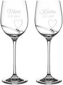 Diamante sklenice na bílé víno Romance s kamínky Swarovski v prémiovém saténovém balení 330 ml 2KS