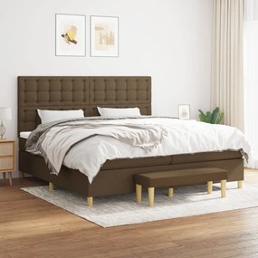 Box spring postel s matrací tmavě hnědá 200x200 cm textil 3137504