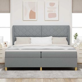 Postel s boxspringem s čelo Světle šedá 200 x 200 cm textil 3340837