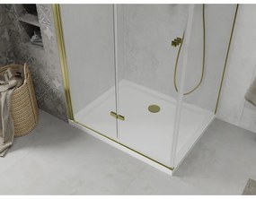 Mexen Lima skládací sprchový kout 70 x 80 cm, Průhledné, Zlatá + sprchová vanička Flat - 856-070-080-50-00-4010