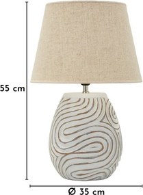 Krémová stolní lampa z polyresinu s textilním stínidlem (výška 55 cm) Oblix – Mauro Ferretti