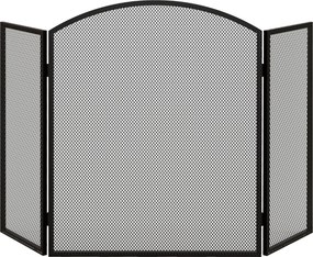 HOMCOM Ochranný štít na krb s 3 panely, skládací, ocelová konstrukce 96x62 cm, černá | Aosom