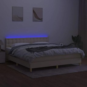 Box spring postel s matrací a LED krémová 160x200 cm textil 3134050