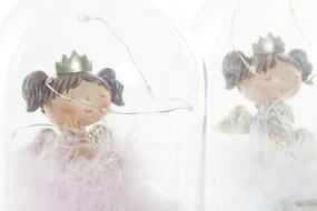 Andělka v sukýnce z peří -  ve skle / LED drátek, 19 x 13 cm