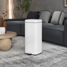 HOMCOM 30L Pedálový Koš na Odpady s Víkem, Koš na Kosmetiku, Odpadkový Koš s Vnitřním Košem, pro Obývací Pokoj a Kancelář, Kovový, 28cm x 35cm x 63.5…