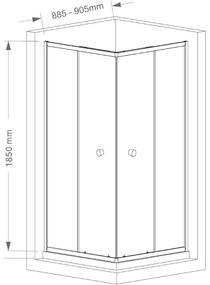 Aqualine Aqualine, AGGA čtvercová sprchová zástěna 900x900mm, čiré sklo, HLF909Y