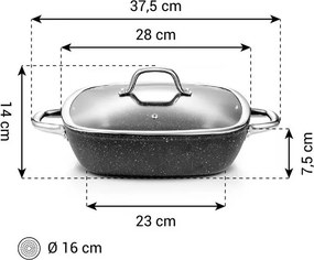TESCOMA Pánev hluboká čtvercová PRESIDENT Stone s poklicí 28 x 28 cm