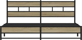 Kovový rám postele bez matrace dub sonoma 200 x 200 cm 3308502