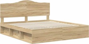 Rám postele s čelo Sonoma 200 x 200 cm Masivní borové dřevo 3413265