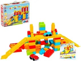TECHNOK Stavebnice kostky 90 ks s dráhou a 2 auty / Stavebnice / Plast