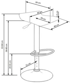 Barová židle 84x40 cm černá/chrom
