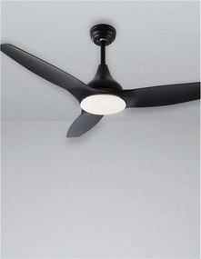 NV 5267302 Stropní ventilátor se světlem SAMOA tělo z oceli matná černá a sklo 3ABS černé listy LED 18W 3000K - NOVA LUCE