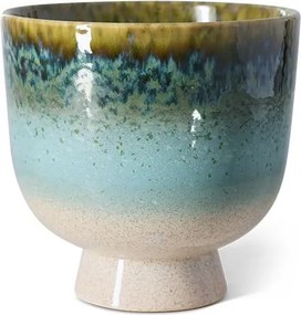 Modrý kameninový obal na květináč Retro Lagoon - Ø 20,5*20 cm