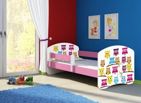 Dětská postel - Sovičky 2 180x80 cm růžová