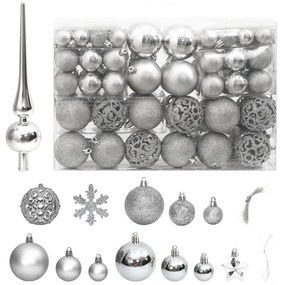 111dílná sada vánočních ozdob stříbrná polystyren - Default Title