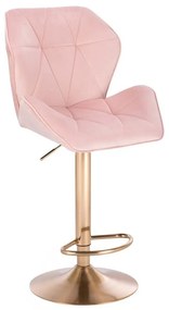LuxuryForm DESIGN Barová židle MILANO MAX VELUR na zlaté kulaté podstavě - světle růžová