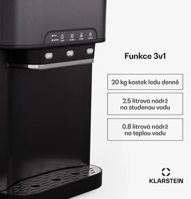 Klarstein Aqueous výrobník ledu 3 v 1: kostky ledu, dávkovač vody: horká a studená, 20 kg/24h