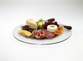 Kulatý servírovací tác čirý se šedým středem Průměr: 27cm