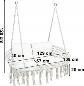 Závěsné houpací křeslo pro dva LAGOS - krémové