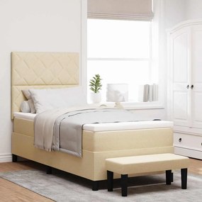 Postel s boxspringem s čelo Krémová 100 x 200 cm textil 3344126