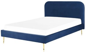 Sametová postel 140 x 200 cm modrá FLAYAT Beliani