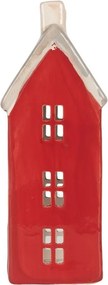 Červený keramický domek na čajovou svíčku Lamont - 7*7*18 cm