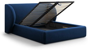 Čalouněná postel milany s úložným prostorem 200 x 200 cm modrá MUZZA