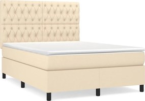 Box spring postel s matrací krémová 140x200 cm textil 3142022