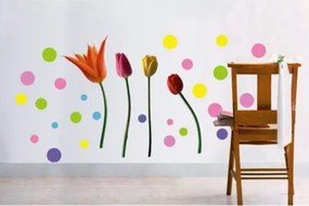 Samolepka - Pastelové tulipány + puntíky