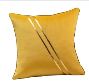 Luxusní sametový povlak na polštář se zlatým proužkem (45x45 cm) Barva: A - žlutá