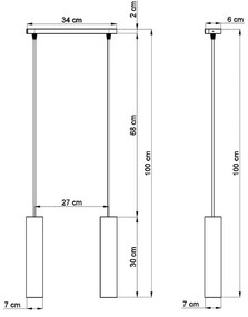 Betonové závěsné svítidlo Sollux Fadre, délka 34 cm