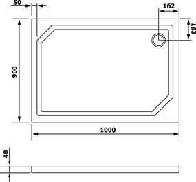 Gelco SARA 100 x 90 cm HS10090 sprchová vanička litý mramor
