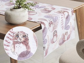 Biante Dětský bavlněný běhoun na stůl Sandra SA-284 Hnědé sovy 20x140 cm
